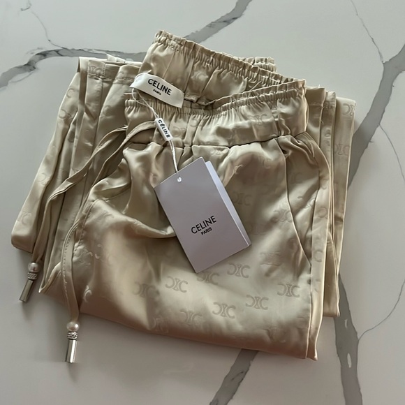 Celine | Pants & Jumpsuits | Satin Celine Pants In Champagne | Poshmark